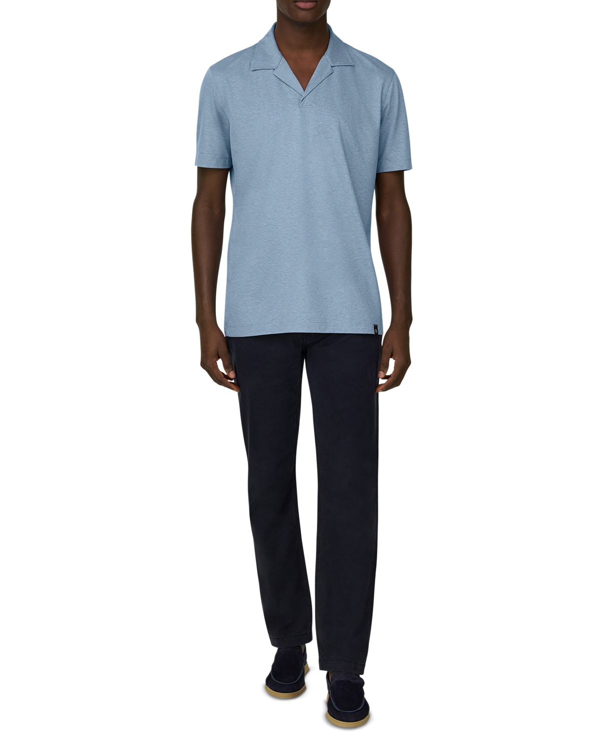 BOGGI MILANO linen blend polo shirt